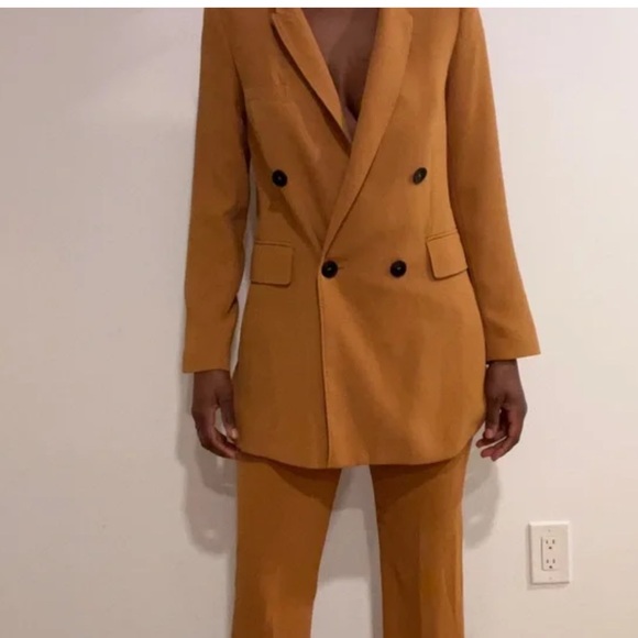 Zara | Jackets & Coats | Zara Mustard Blazer Emrata Wedding Jacket ...